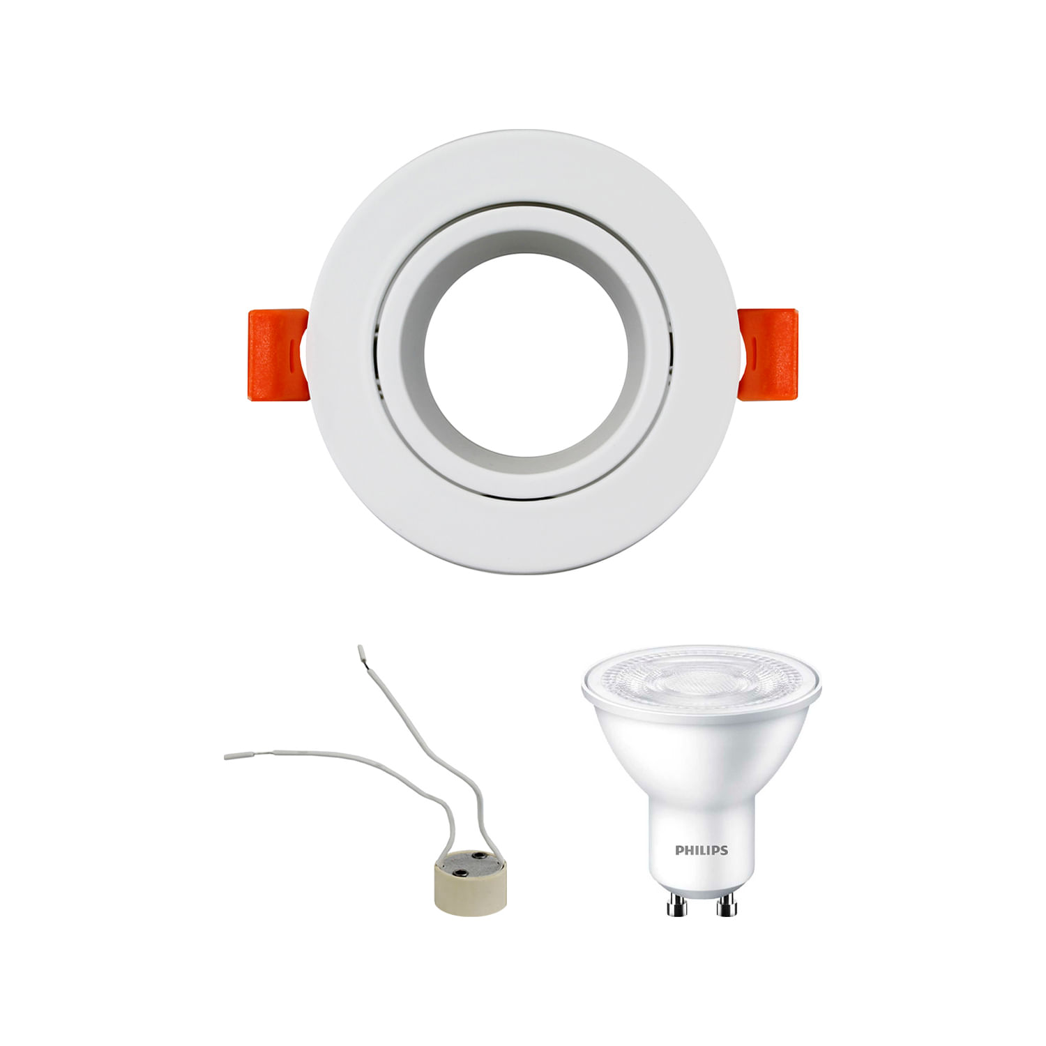 KIT PORTA GU10 LED STUDIO ANGOSTO + AMPOLLETA LUZ CÁLIDA