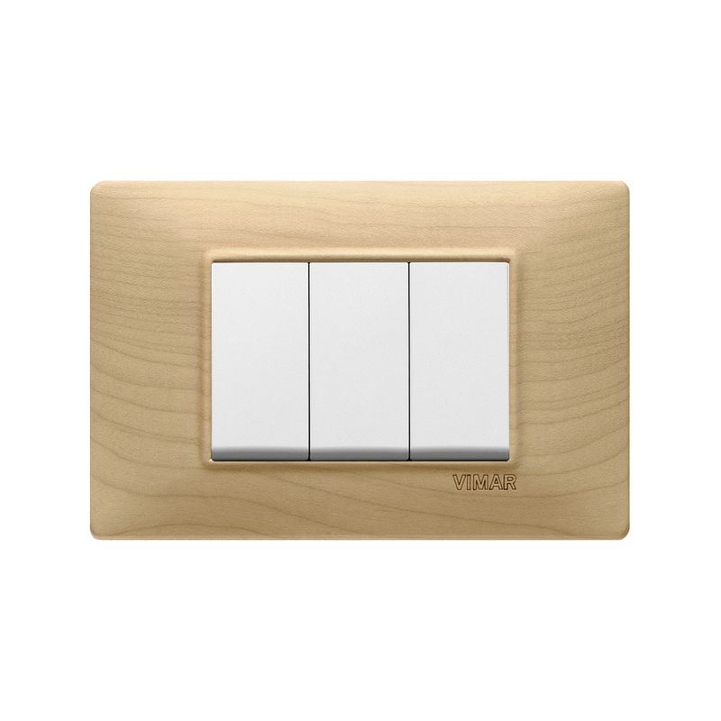 PLACA VIMAR PLANA LEGNO NATURALE 3 MÓDULOS